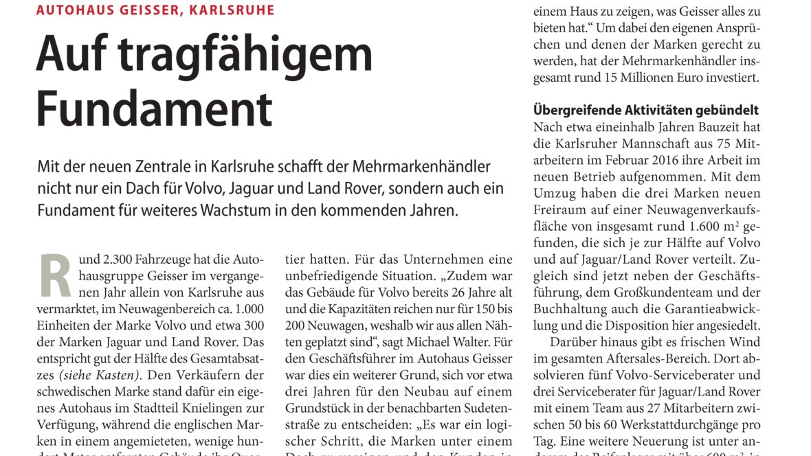 Autohaus Geisser, Karlsruhe: Auf tragfähigem Fundament